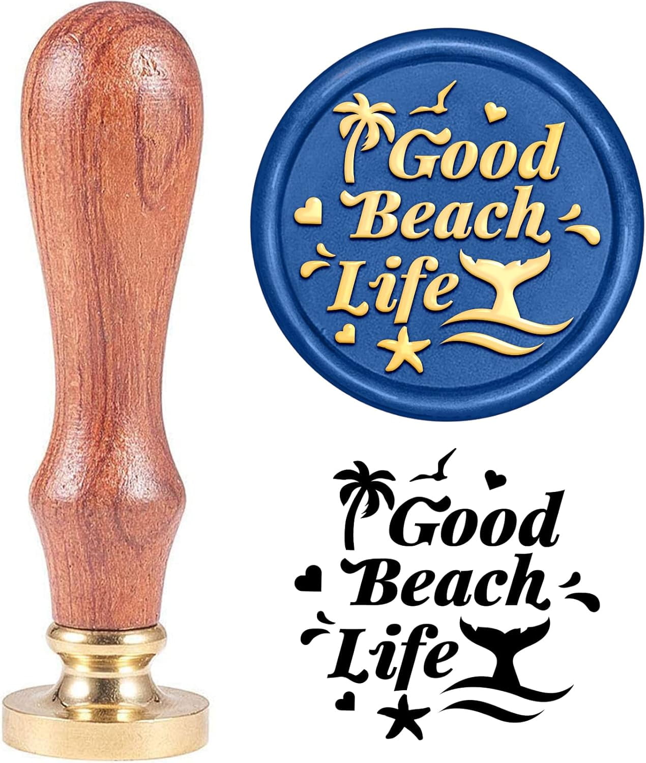 1 Set 1.18" Wax Seal Stamp Good Beach Life Sealing Wax Stamps Text ...