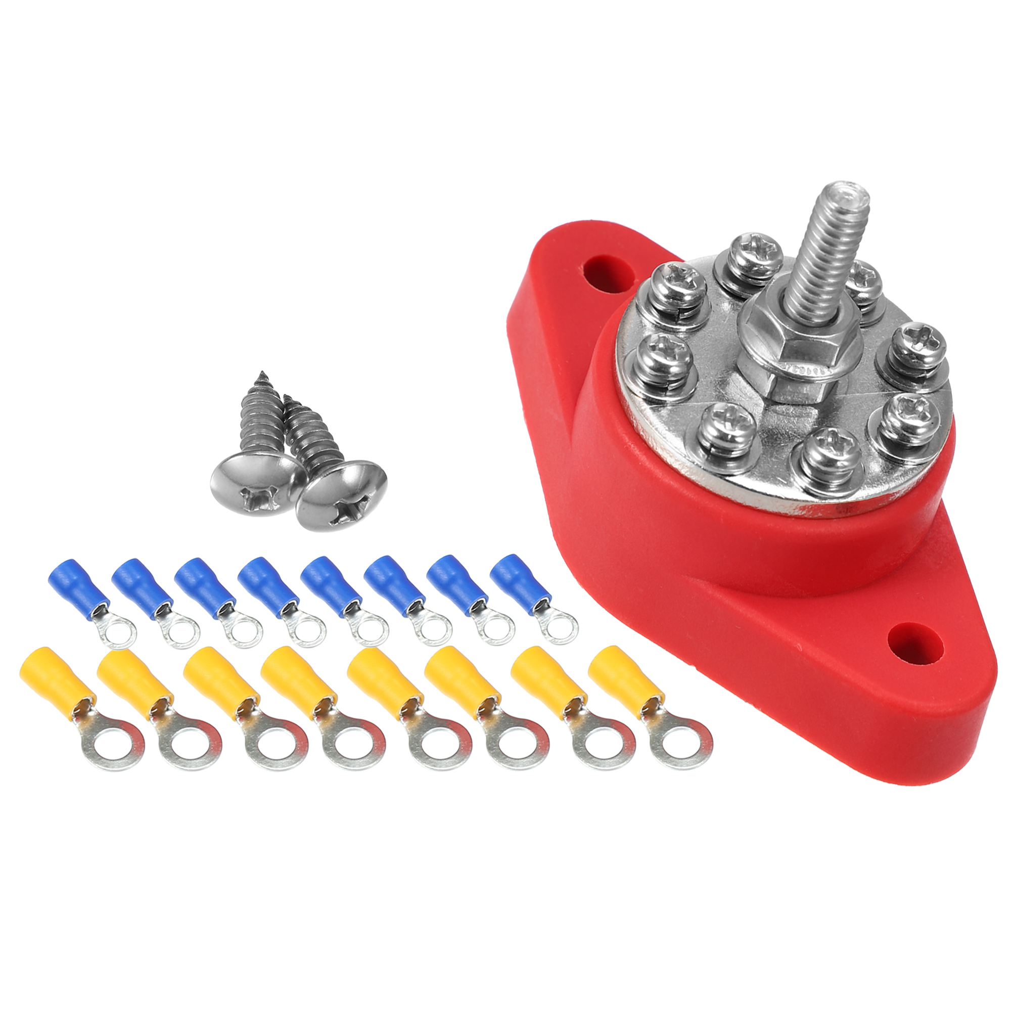 1 Set 1/4" Power Distribution Block 8 Point Bus Bar 16 Screws Terminal ...