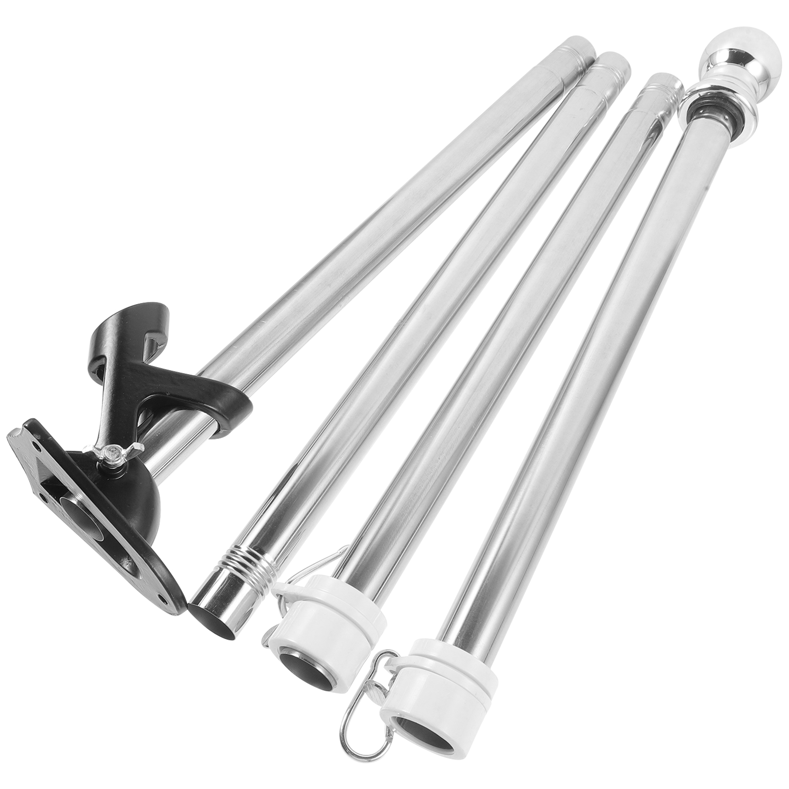 1 Set 1.5M Stainless Steel Flag Pole Heavy Garden Flag Rod Flag Holder ...
