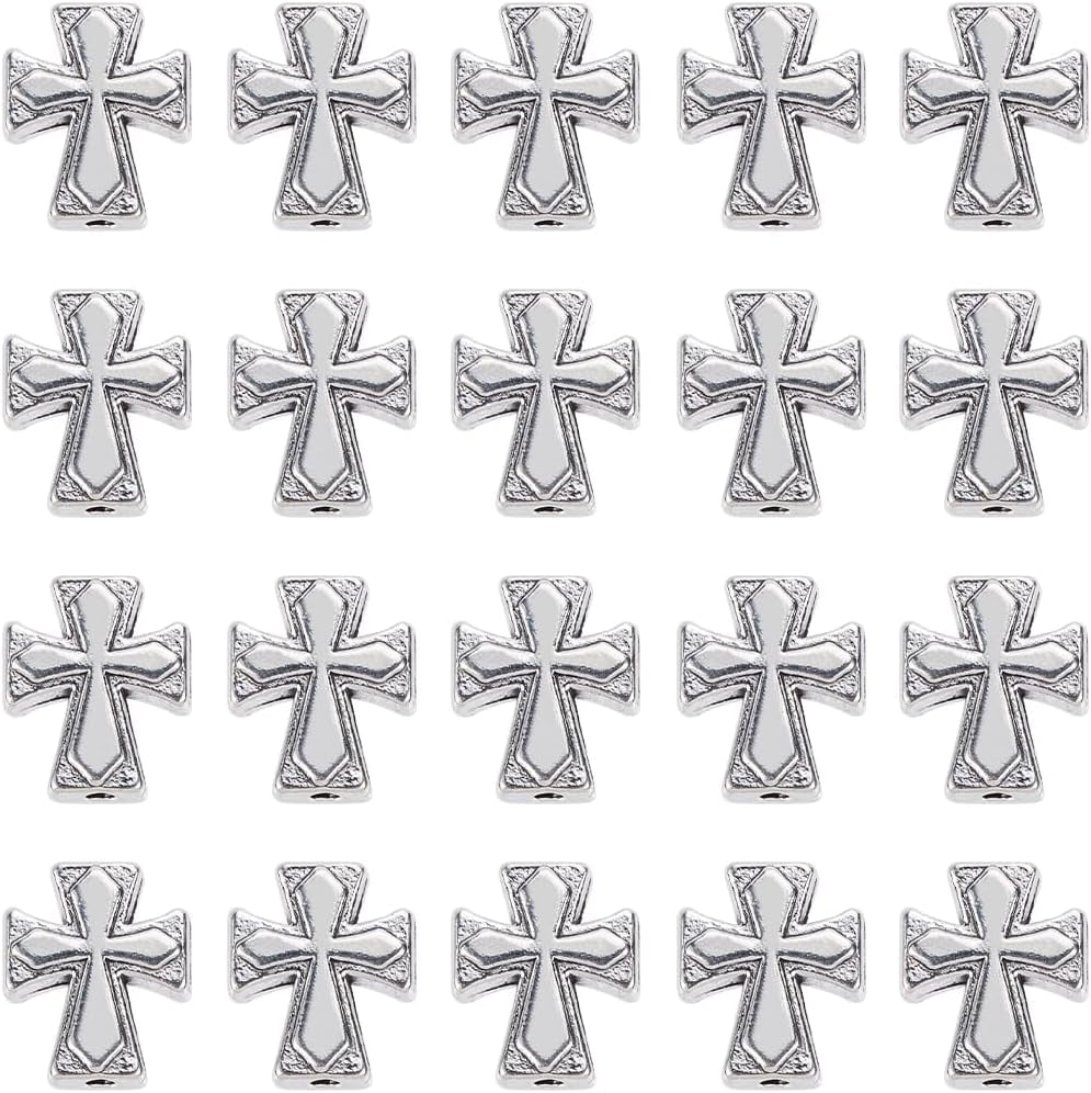1 Set 1 Box 100Pcs Silver Cross Beads Easter Bead Bulk Metal Alloy ...