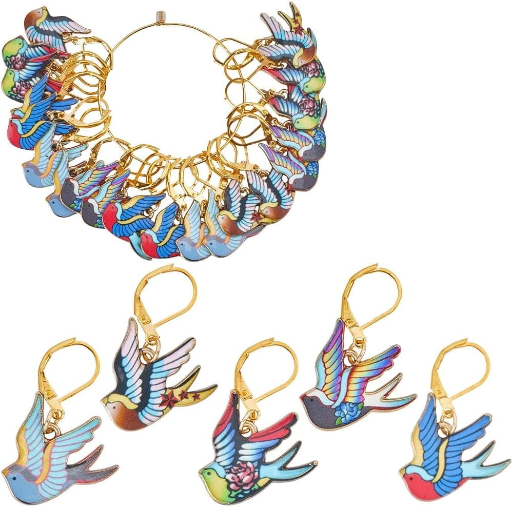 1 Set 1 Box 20Pcs 5 Colors Bird Stitch Markers Cute Crochet Charms Bulk ...