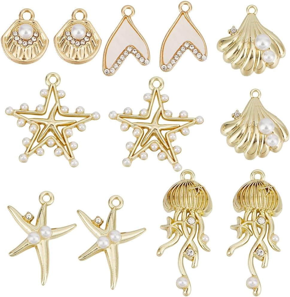 1 Set 1 Box 24Pcs 6 Styles Ocean Animal Charms Starfish Charm ...