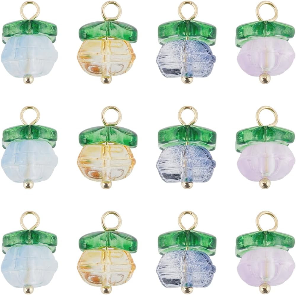 1 Set 1 Box 32Pcs 4 Colors Glass Pumpkin Charms Lampwork Charm Colorful ...