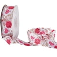 1 Set 1 Roll Printed Polyester Grosgrain Ribbon Flower Pattern Lavender ...