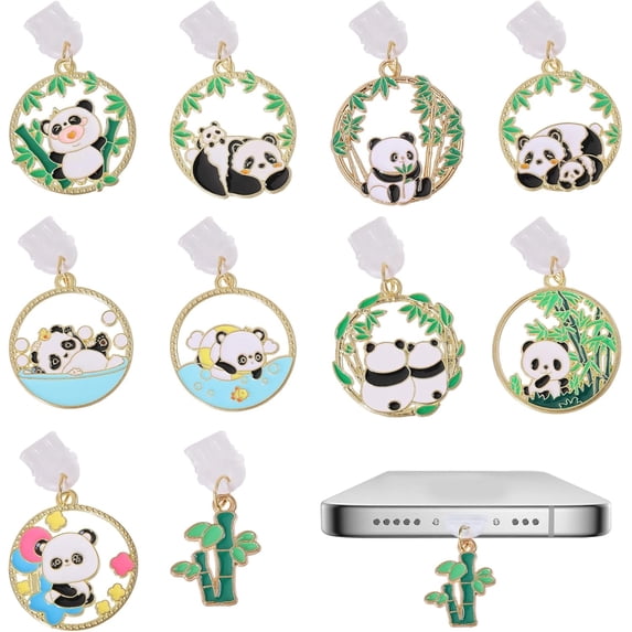 1 Set 10 Pcs Panda Dust Plug Charm Type-C with Alloy Enamel Kawaii ...