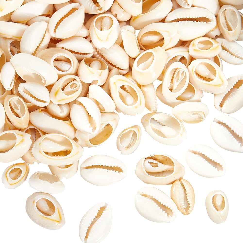 1 Set 100Pcs 2 Styles Small Cowrie Shell Beads Sea Shell Bead Summer ...