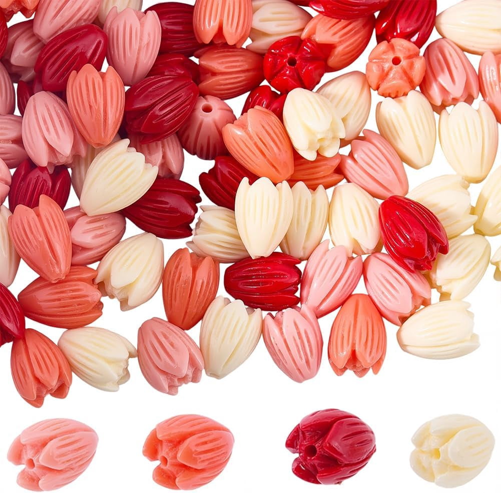 1 Set 100Pcs 4 Colors Dyed Coral Beads for DIY Jewelry Making Jasmine ...