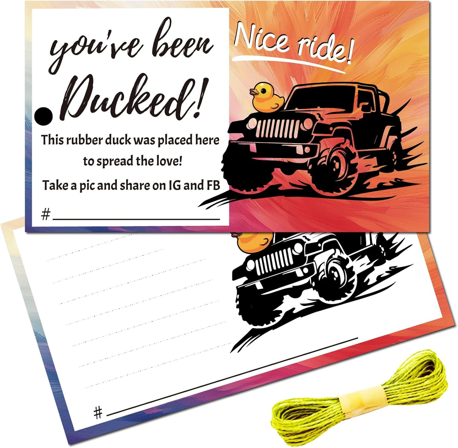 1 Set 100Pcs You've Been Ducked Cards Duck Tags Card Duck Jeep Tags ...