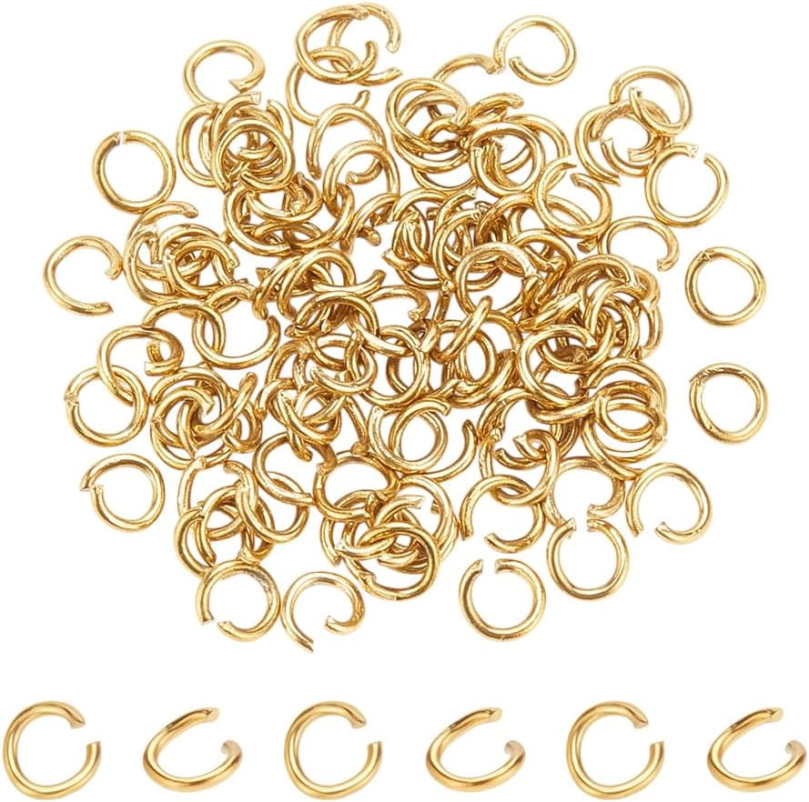1 Set 100Pcs Gold Jump Rings 3.5mm Stainless Steel Open Jump Ring 18K Gold Plated Jump Rings ...