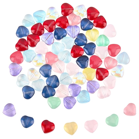 1 Set 108Pcs 9 Colors Transparent Glass Beads Sets Heart Mixed Color 9. ...