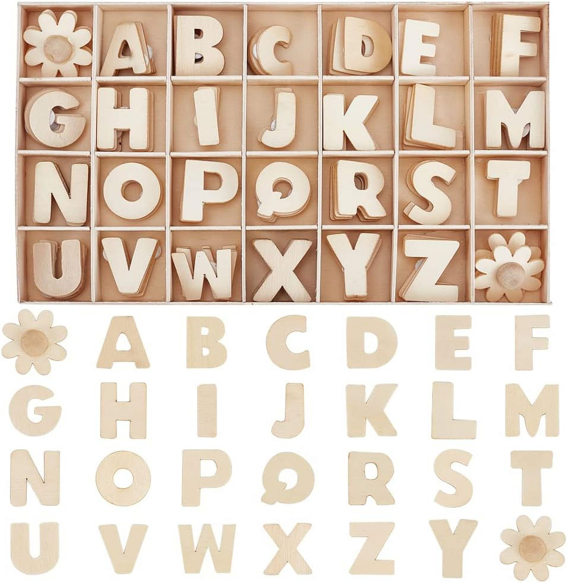 1 Set 108pcs Wood Alphabet Letters 22.5~28mm Unfinished Wooden Letters ...