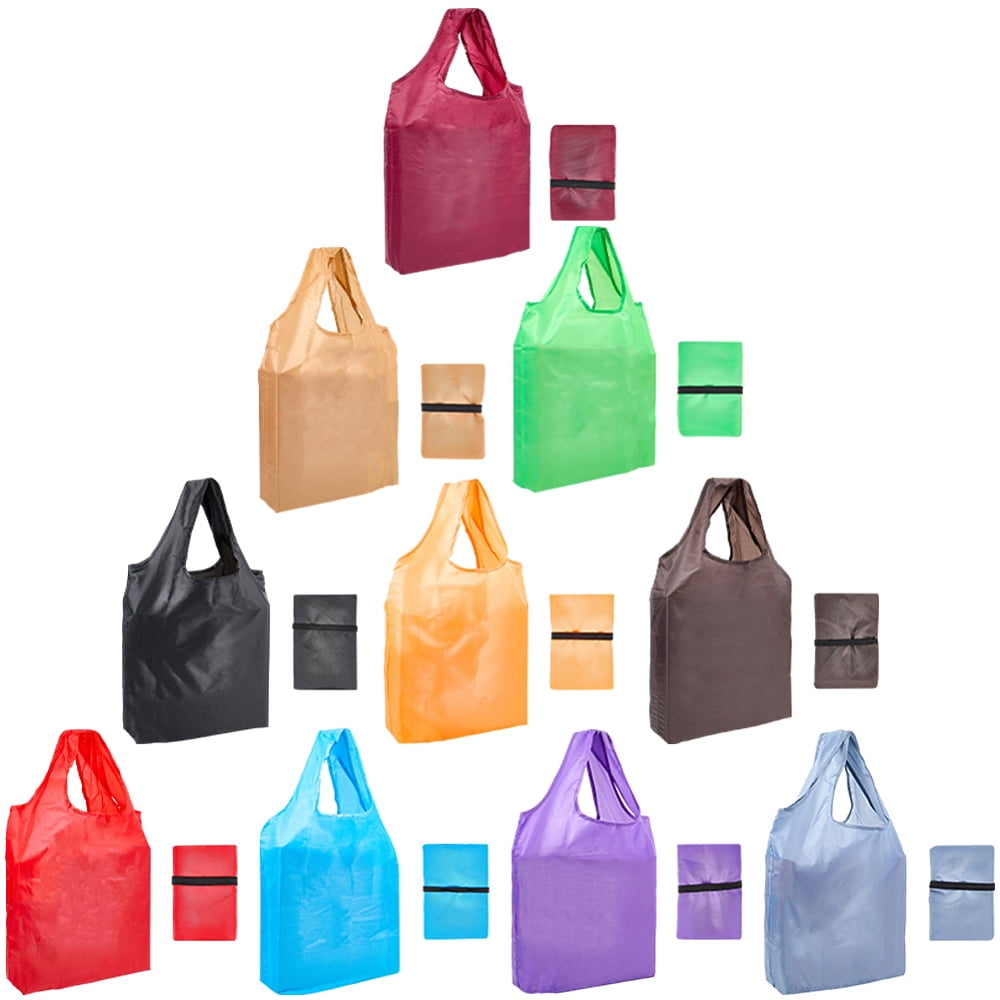 1 Set 10Pcs 10 Colors Reusable Polyester Supermarket Shopping Tote Bags ...