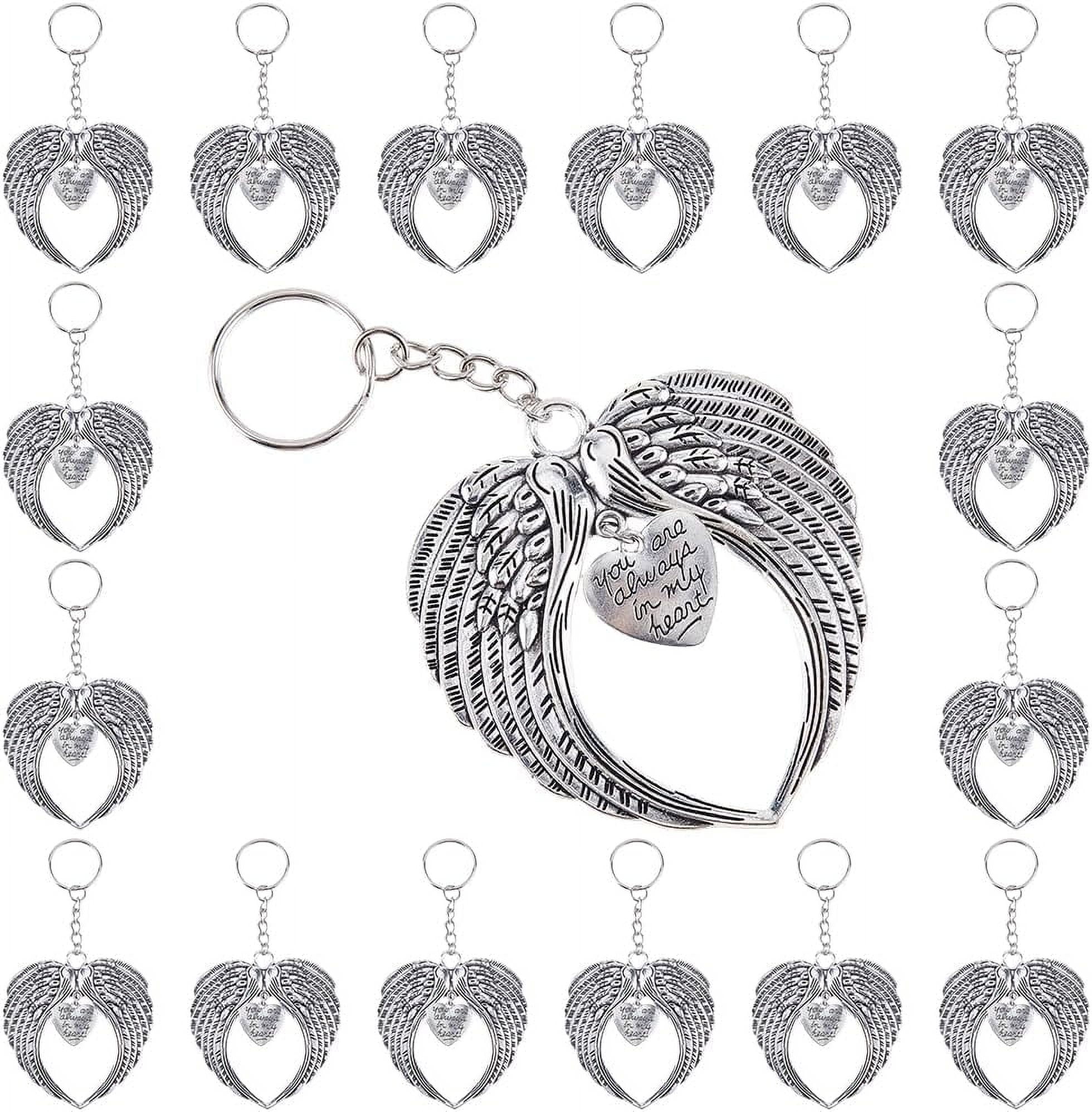 1 Set 10Pcs Alloy Keychain with Iron Findings Wings Antique Silver 12 ...