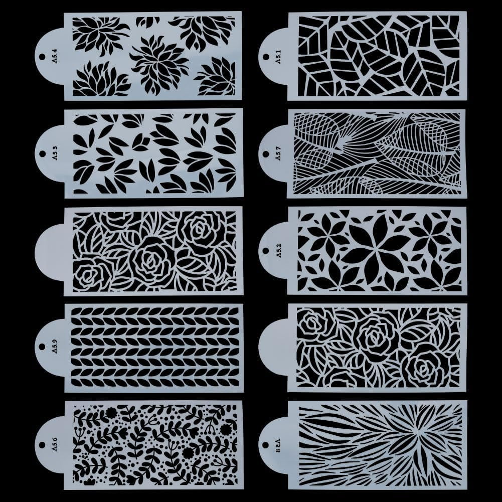 1 Set 10Pcs Cake Embossing Stencil Decorating Cake Side Stencil 3D ...