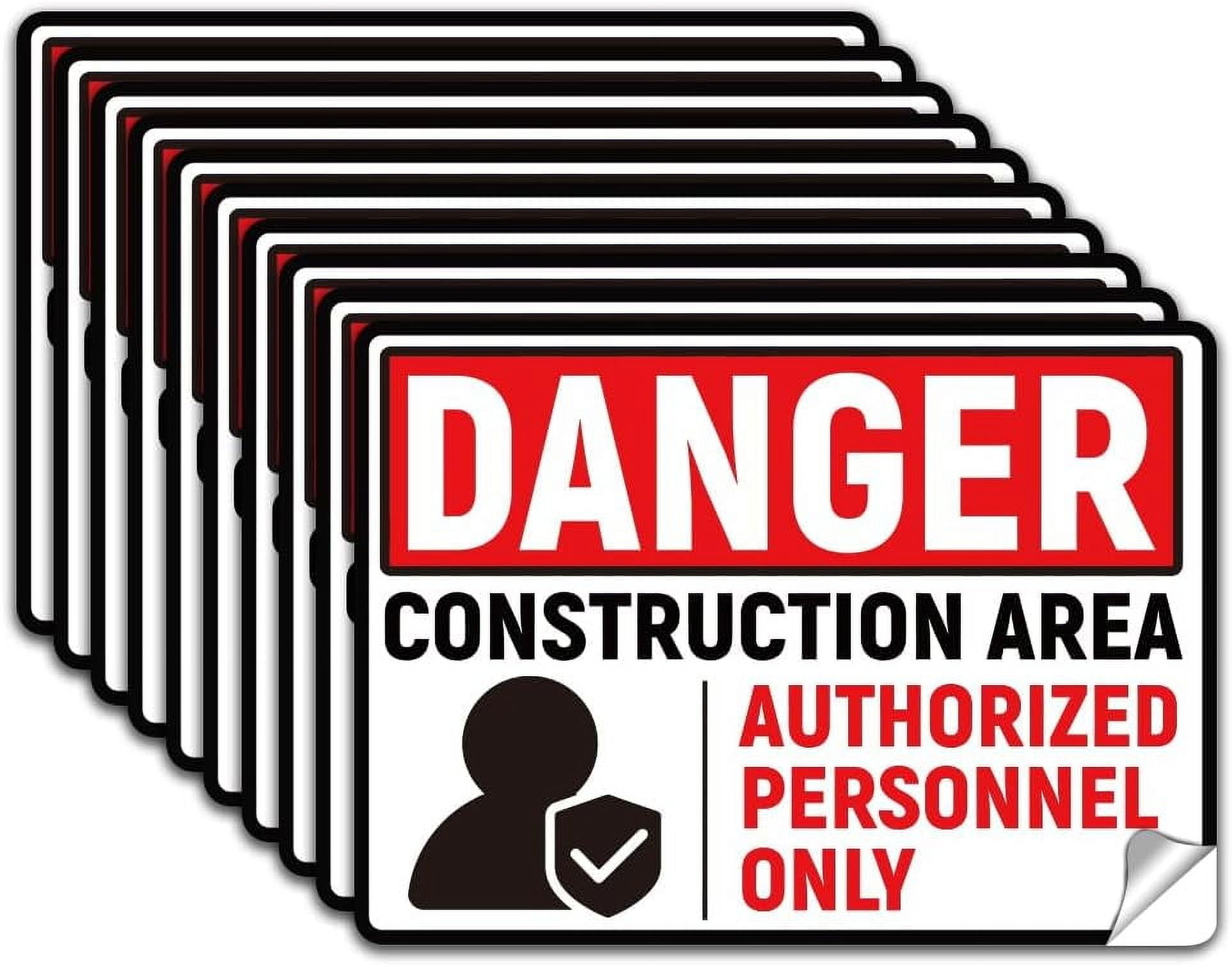 1 Set 10Pcs Danger Construction Area Sign Sticker Authorized Personnel ...