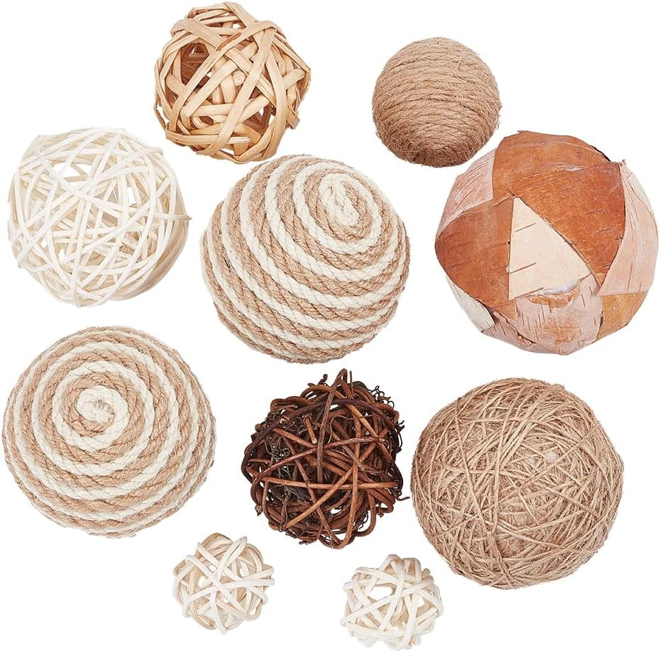 1 Set 10Pcs Decorative Balls Natural Tones Faux Dried Moss Ball ...
