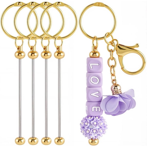 1 Set 10Pcs Iron Bar Beadable Keychain Clasps Golden 112mm - Walmart.com