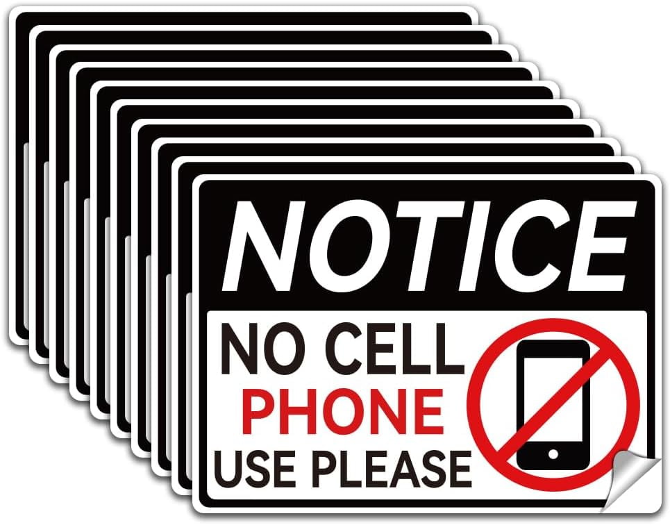 1 Set 10Pcs Notice No Cell Phone Use Please Sign Sticker PVC Waterproof ...