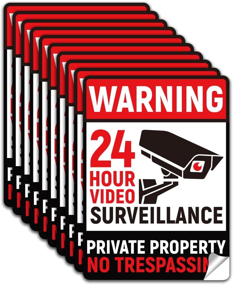 1 Set 10Pcs Private Property No Trespassing Sign Sticker PVC Waterproof ...