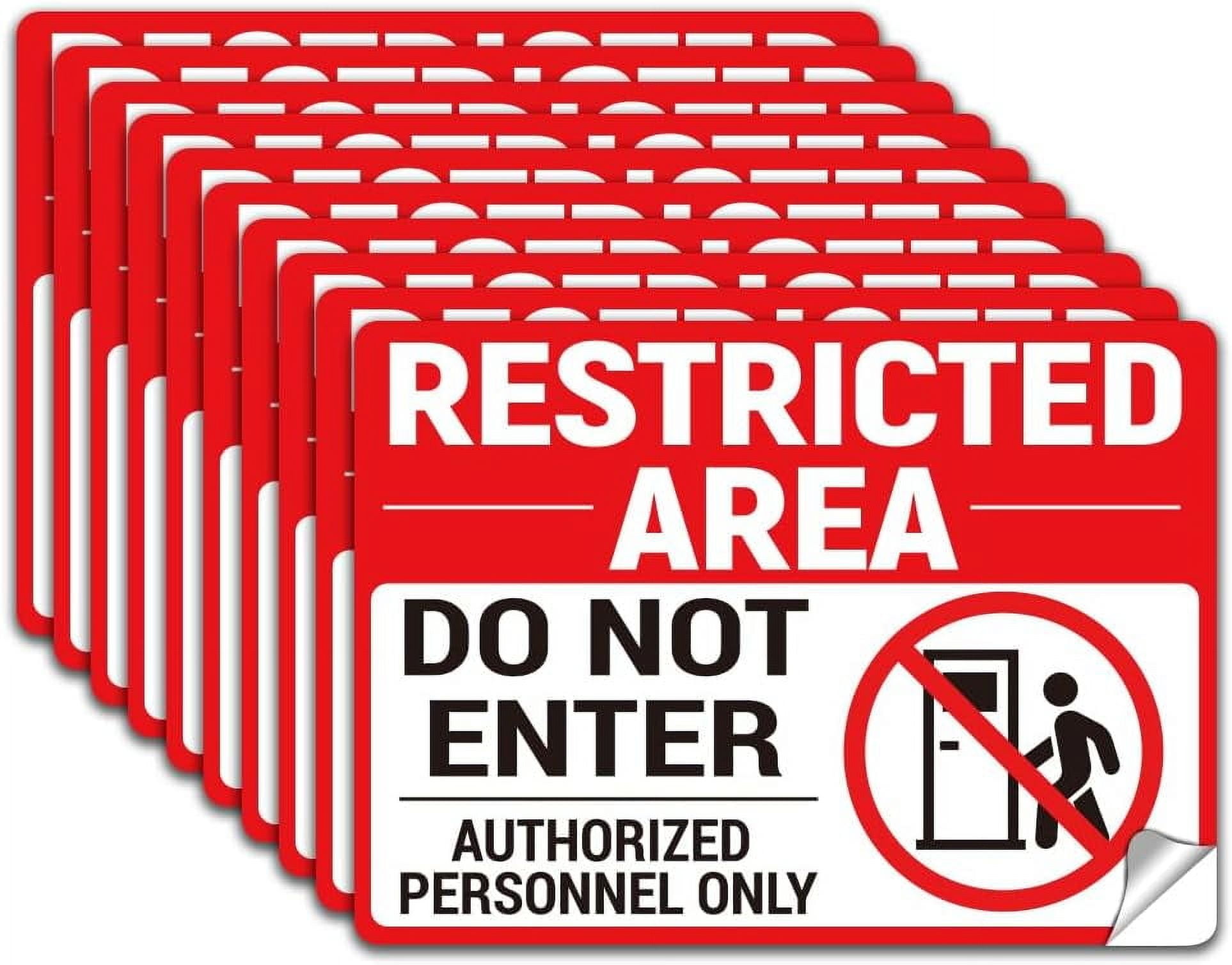 1 Set 10Pcs Restricted Area Sign Sticker PVC Waterproof Do Not Enter ...