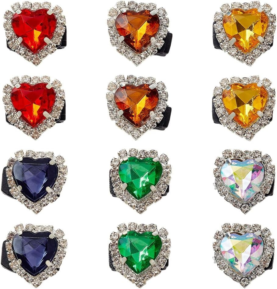 1 Set 12 PCS Crystal Shoelaces Buttons 6 Colors Rhinestone Shoe ...