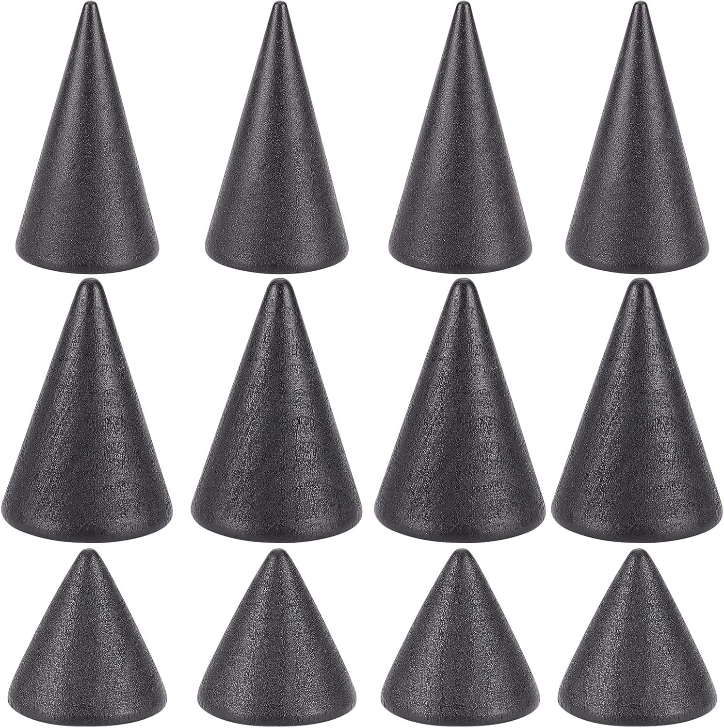 1 Set 12 Pcs 3 Sizes Ring Cone Display Black Wooden Ring Displays Cone ...