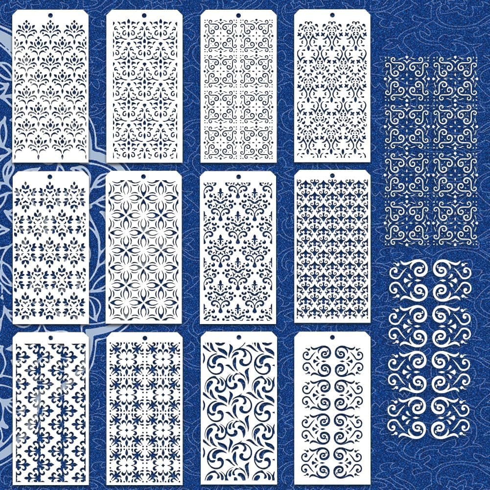 1 Set 12 Pcs Decorative Painting Templates 12 Styles Floral Geometric ...
