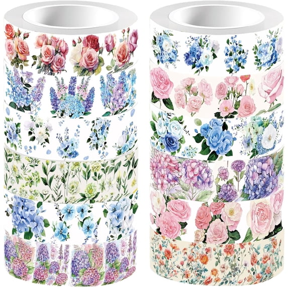 1 Set 12 Rolls Decorative Paper Tapes Adhesive Tapes for DIY ...