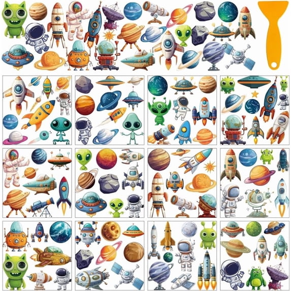1 Set 12 Sheets 12 Style PVC Stickers Heat Transfer Film for Window ...