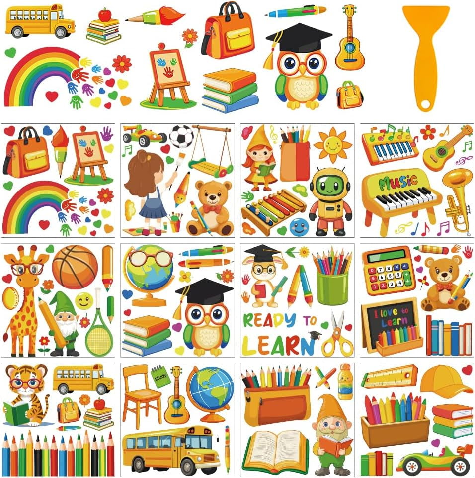 1 Set 12 Sheets Back to School Rub on Transfers for Crafts 12 Styles ...