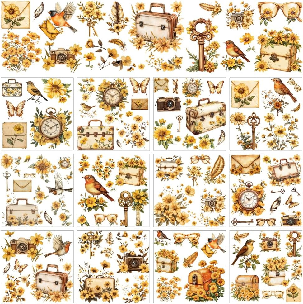 1 Set 12 Sheets Vintage Clock Decals Rub On Transfer Stickers Envelope ...