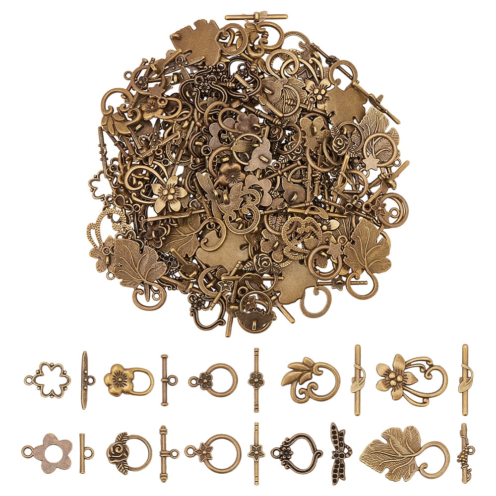 1 Set 120 Bags 10 Styles Tibetan Style Alloy Toggle Clasps Mixed Shapes ...