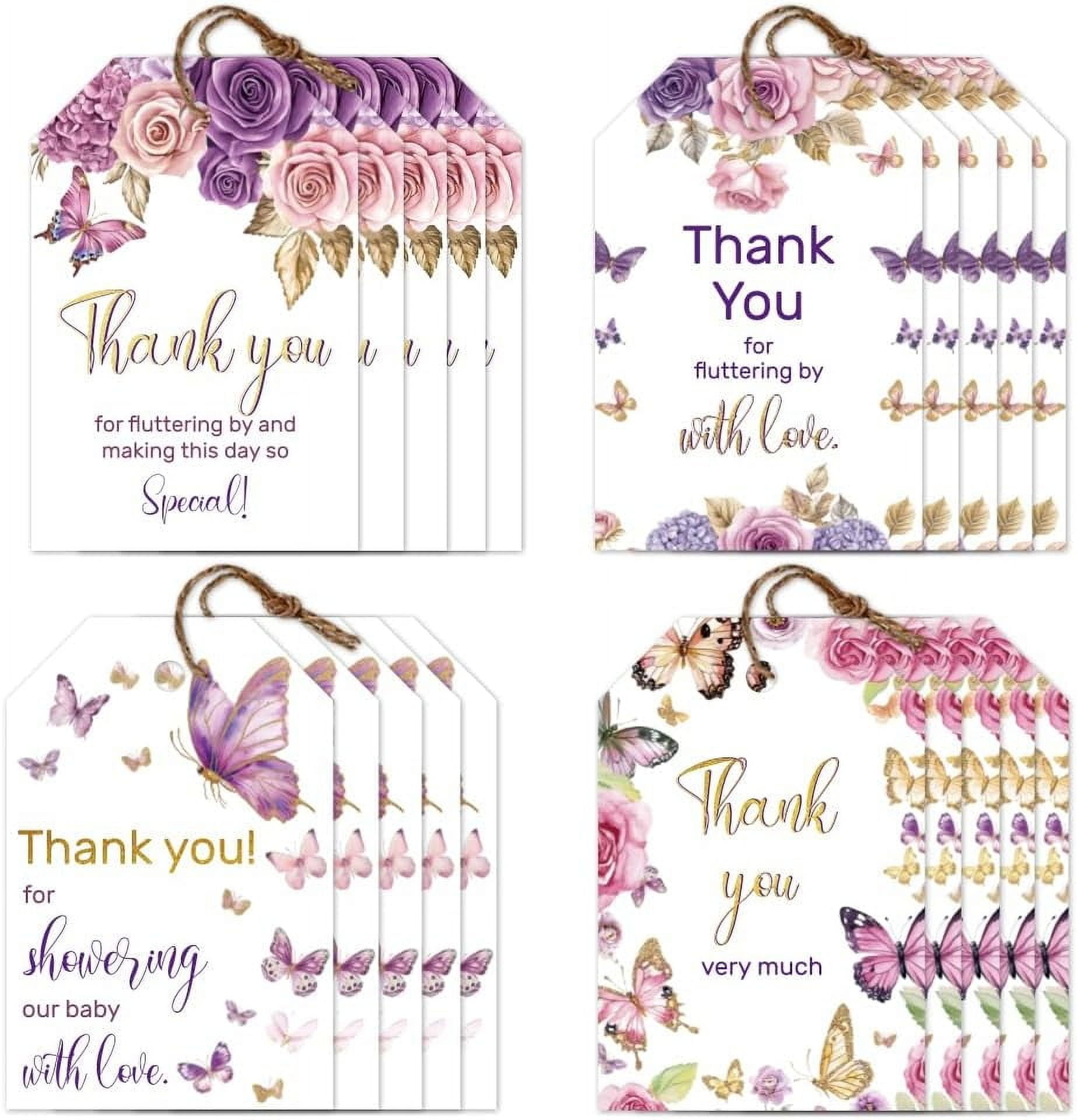 1 Set 120 Pcs 4 Styles Butterfly Gift Tags Flowers Paper Gift Tags with ...