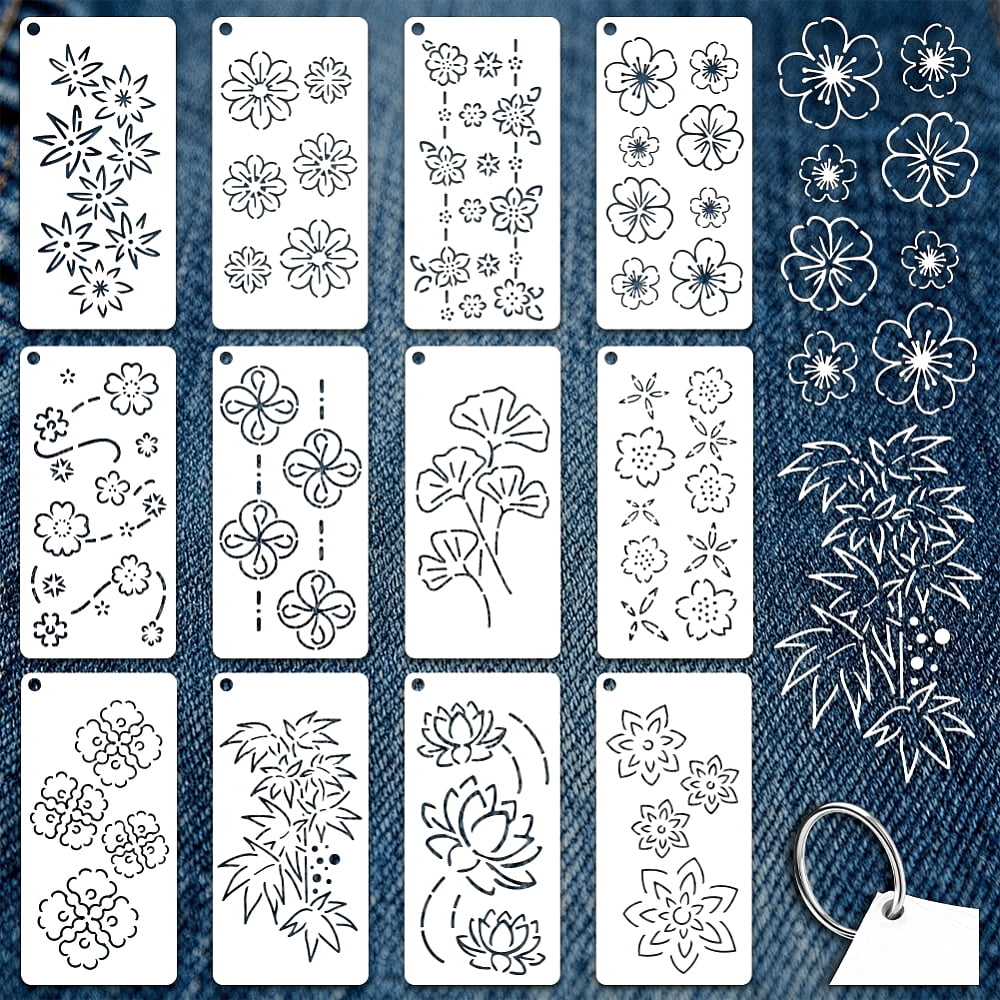 1 Set 12Pcs 12 Styles PET Hollow Out Drawing Painting for DIY Scrapbook ...