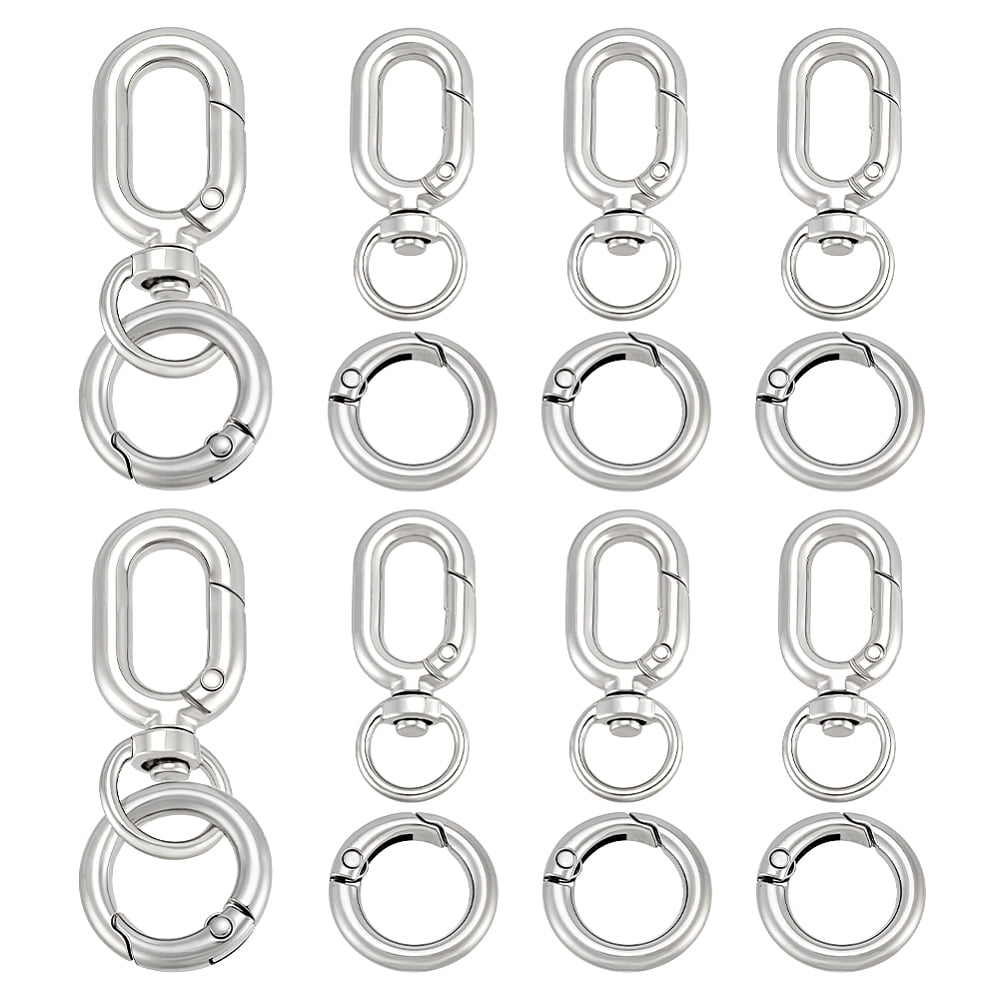 1 Set 12Pcs 2 Styles Alloy Swivel Clasps & Brass Spring Gate Rings Kits ...