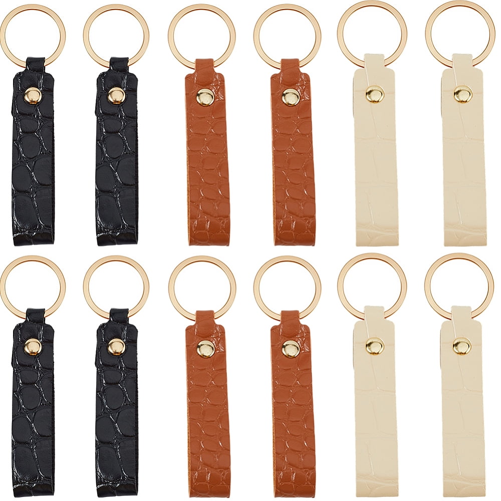 1 Set 12Pcs 3 Colors PU Leather Keychain Mixed Color 8cm 4pcs/color ...
