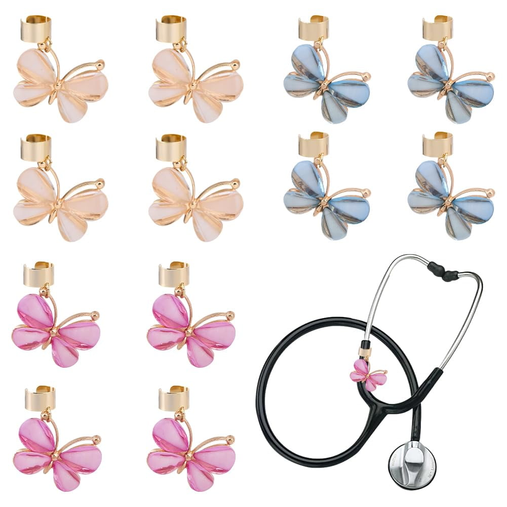1 Set 12Pcs 3 Styles Stethoscope Charms Butterfly Alloy Enamel ...