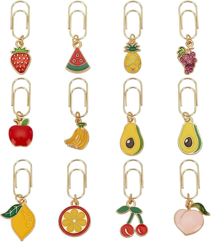 1 Set 12Pcs Fruit Theme Paperclips 1.4~1.6 Inch Metal Paper Clip with ...