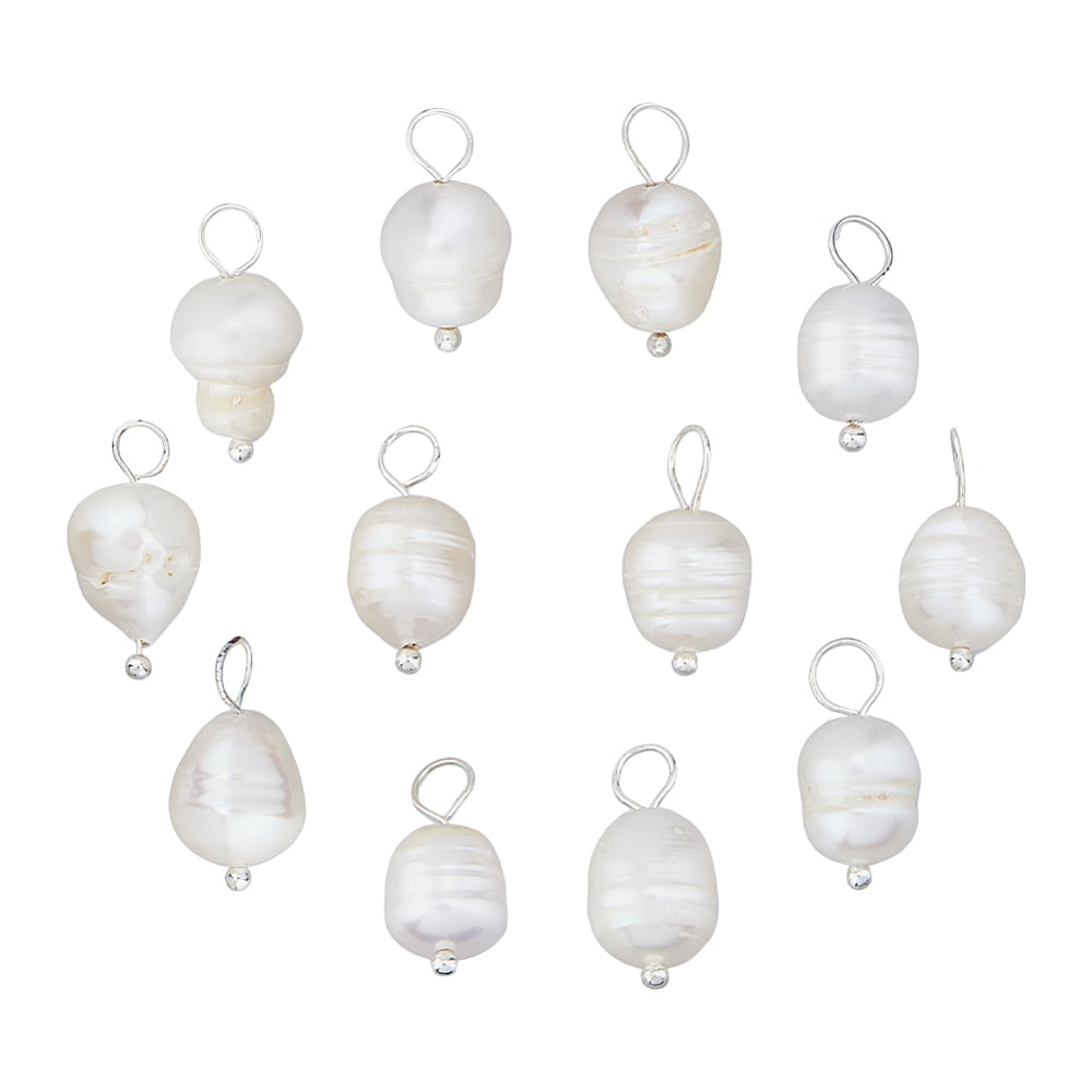 1 Set 12Pcs Natural Cultured Freshwater Pearl Pendants with Brass Ball ...