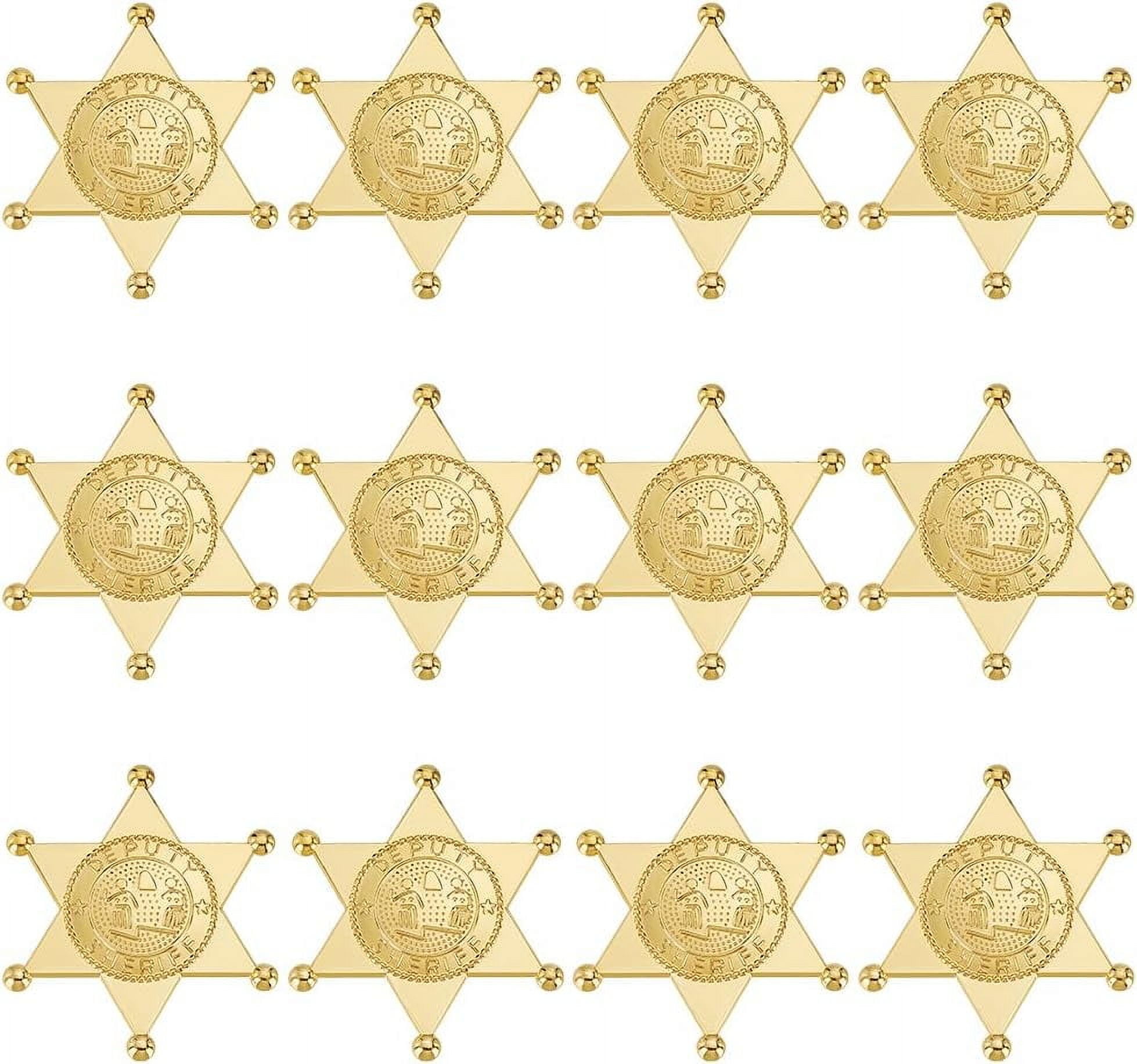 1 Set 12Pcs Plastic Hexagram Brooch Pin Word Deputy Sheriff Iron Badge ...