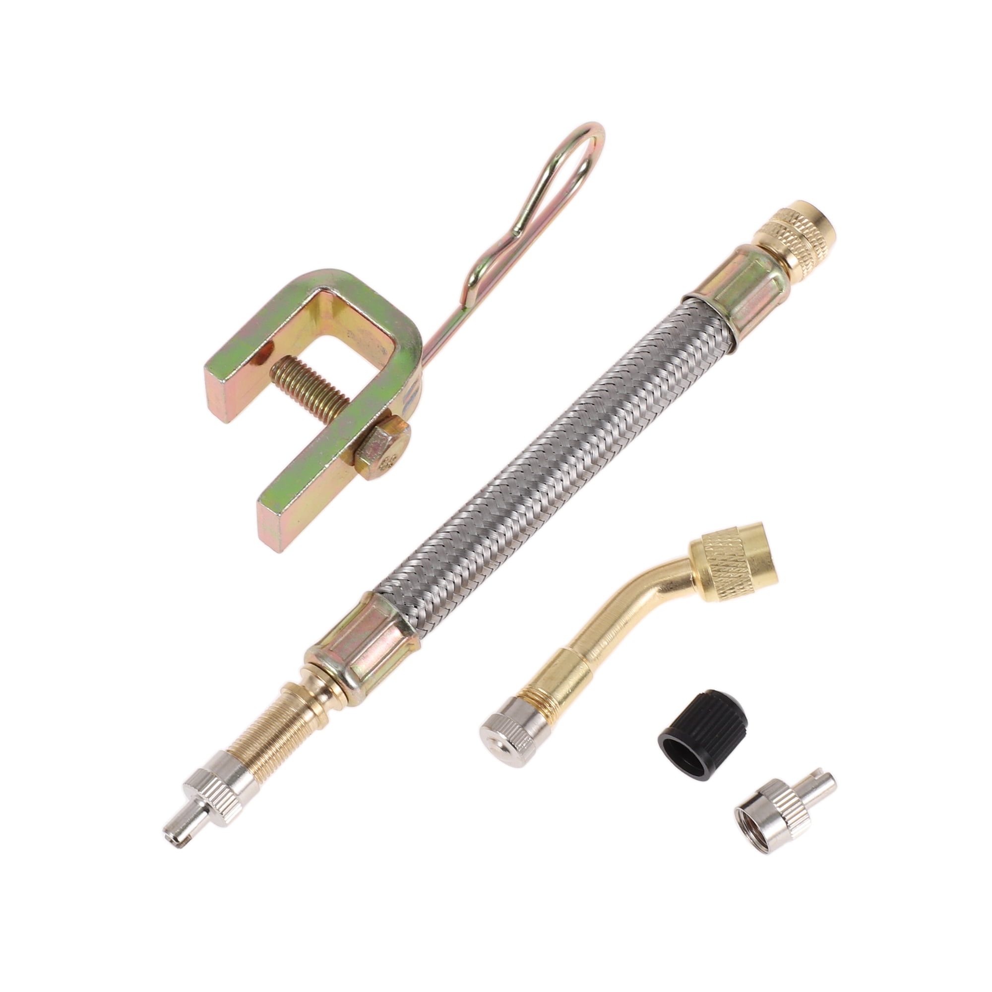 1 Set 135 Degree Copper Tire Valve Extension with Flexible Stainless ...