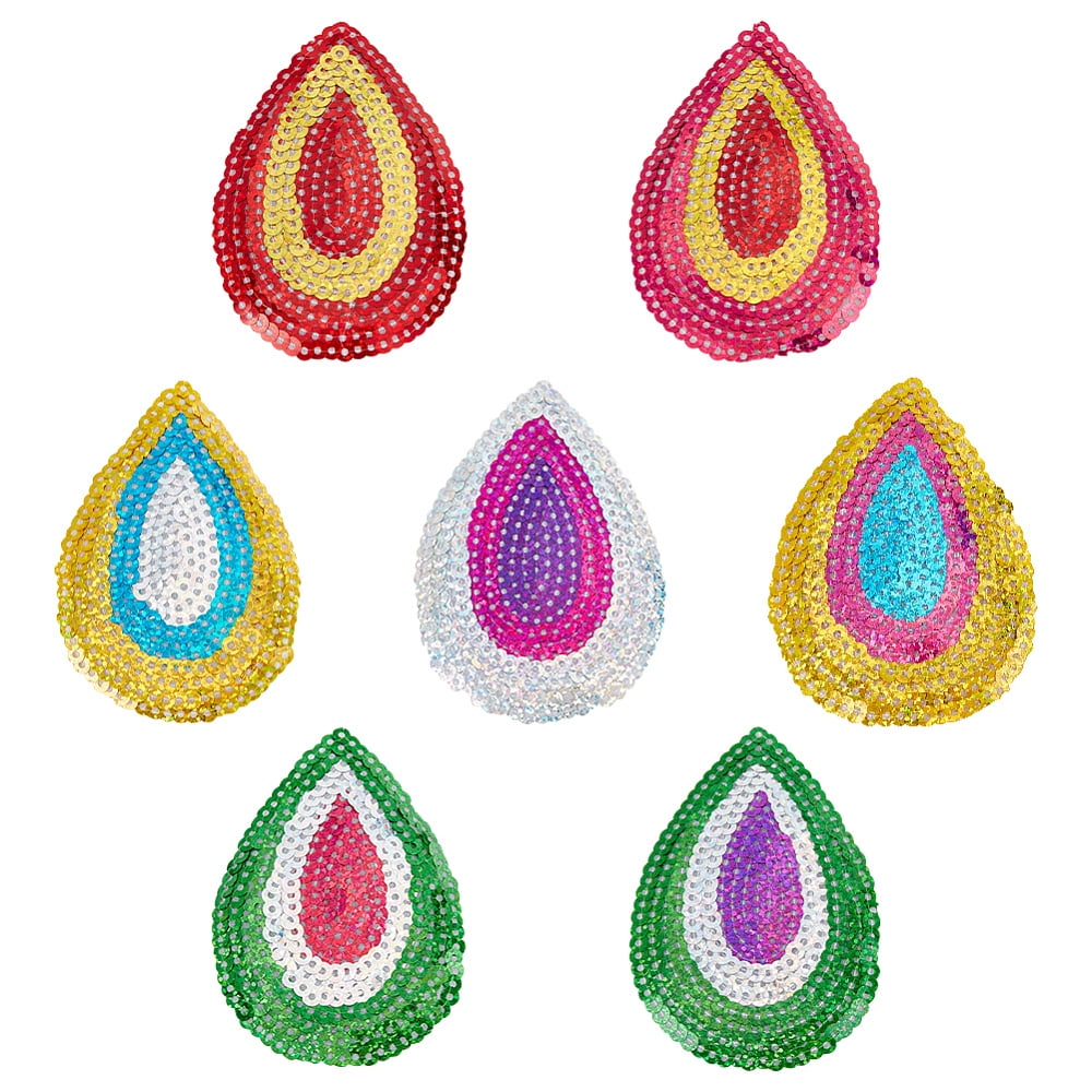 1 Set 14Pcs 7 Colors Peacock Feather Computerized Embroidery Cloth Iron ...