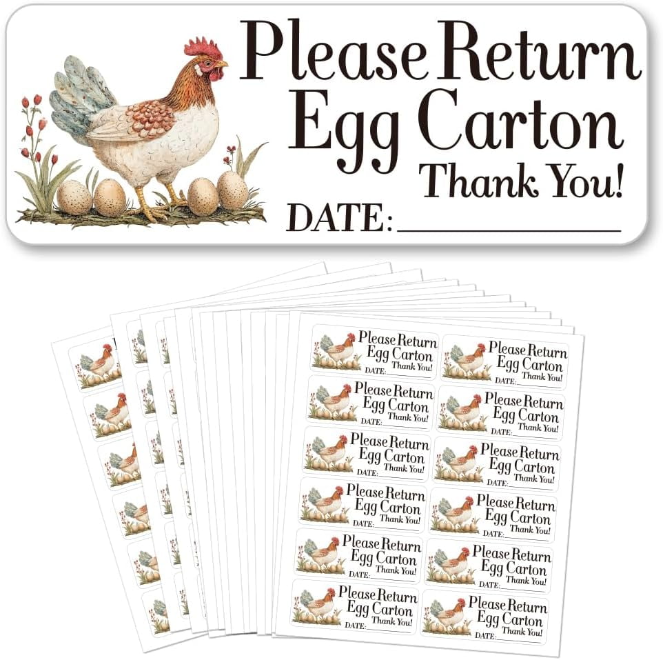 1 Set 15 Sheets 180 Pcs Farm Fresh Unwashed Egg Carton Labels Self ...