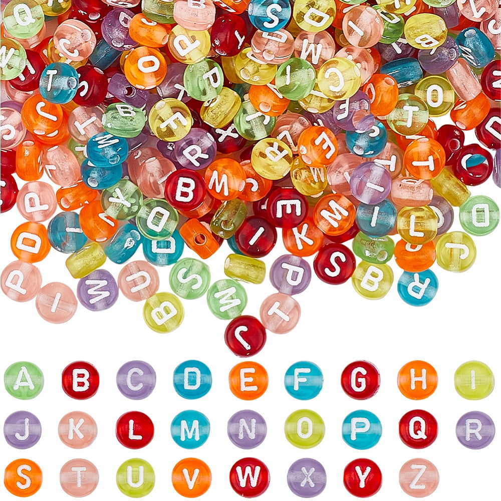 1 Set 1500pcs Clear Letter Beads Transparent Alabet Beads Flat Round ...