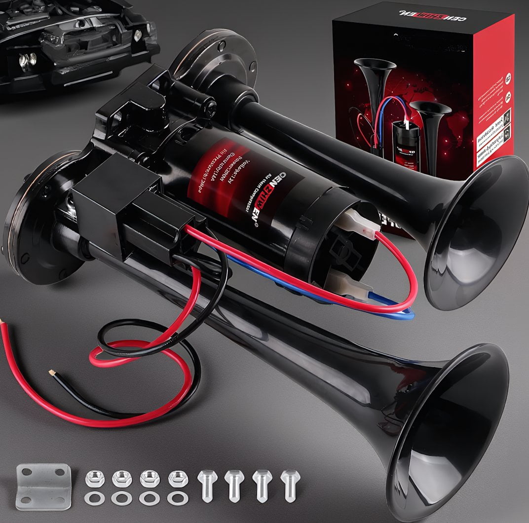 1-Set 150dB Dual-Tone Air Horn Kit with 12V Compressor for Cars SUVs ...