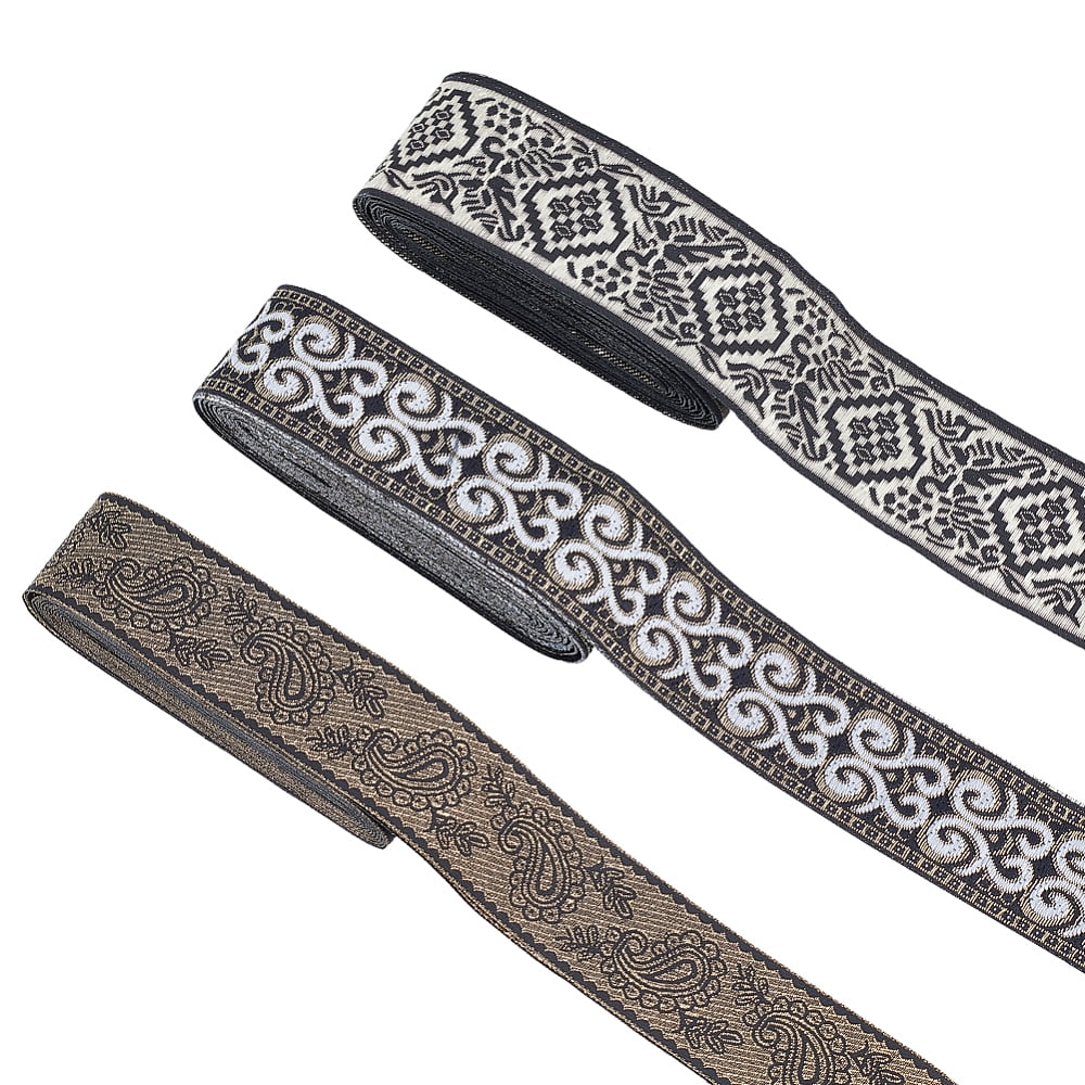 1 Set 15M 3 Styles Ethnic Style Embroidery Polyester Ribbons Rhombus ...