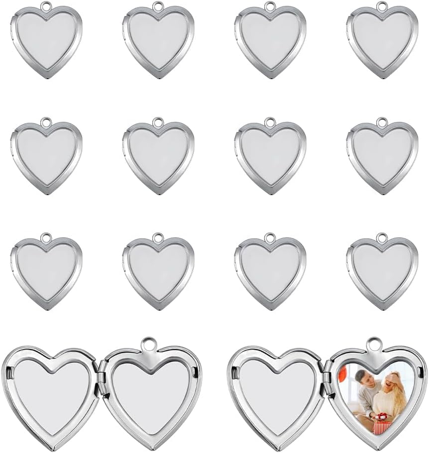 1 Set 15Pcs 316 Stainless Steel Locket Pendants Photo Frame Charms for ...