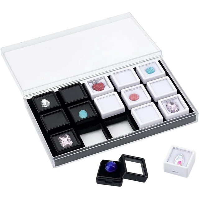 1 Set 15Pcs Square Plastic Containers for Diamond White 11x18x2.5cm ...