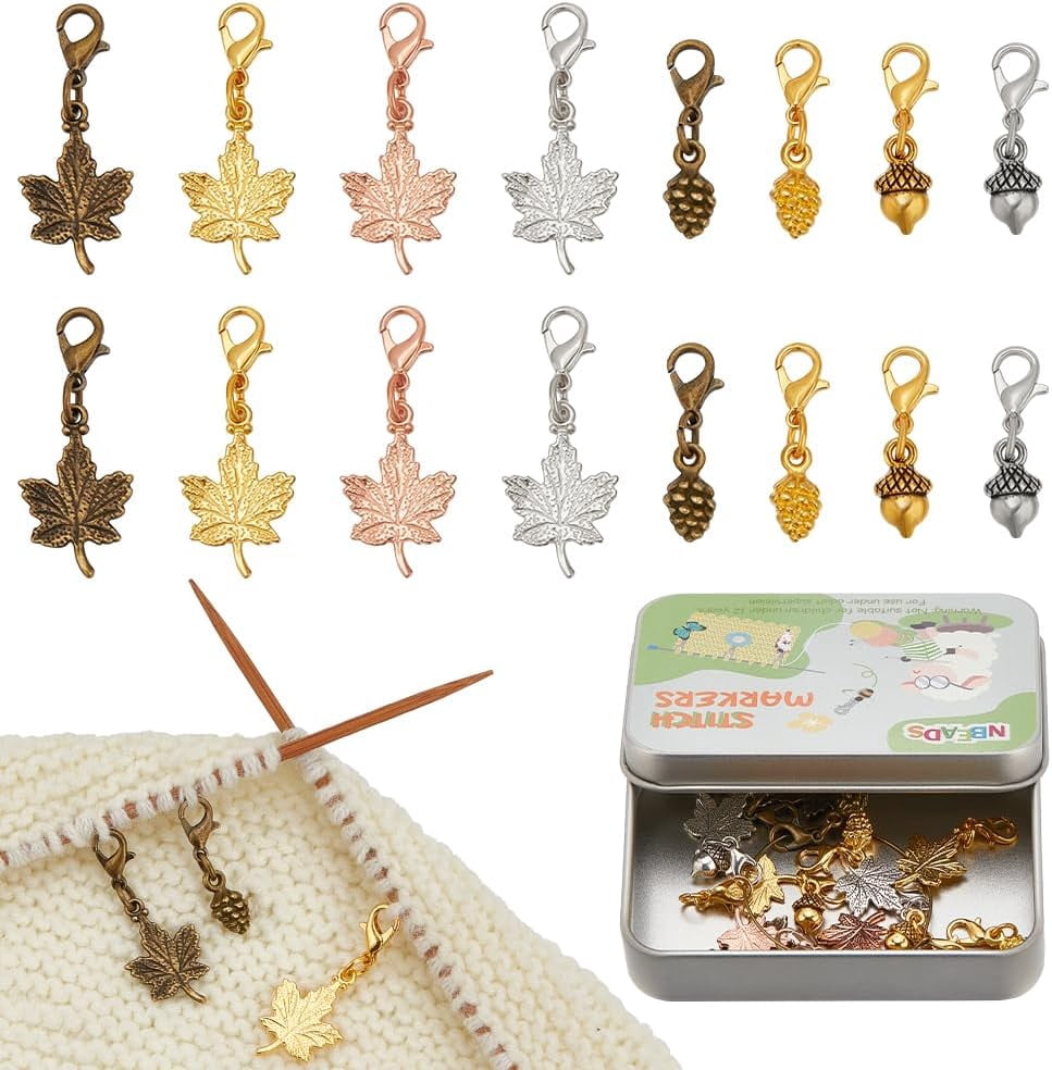 1 Set 16 Pcs Autumn Theme Stitch Markers Alloy Pine Cone Crochet Stitch ...