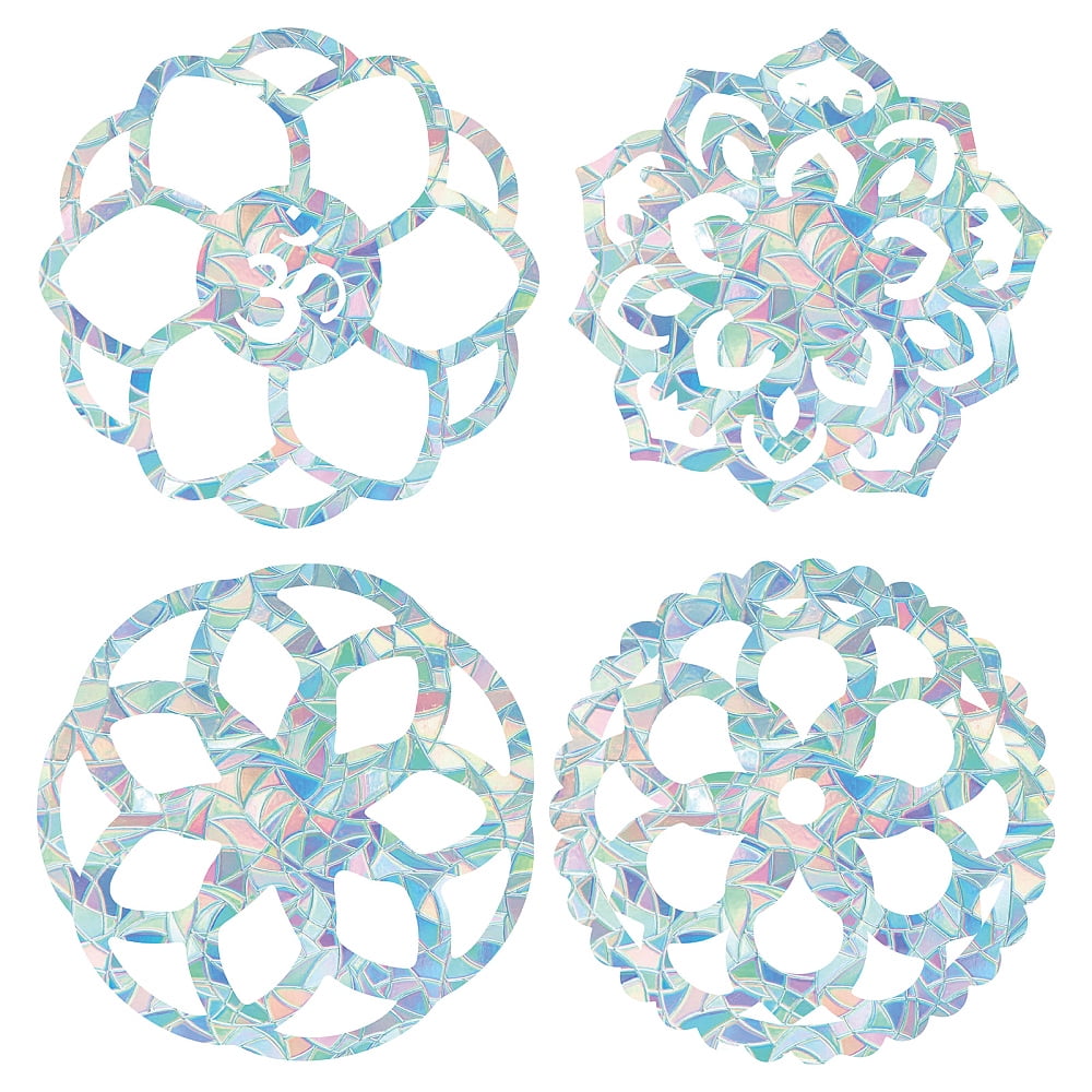 1 Set 16 Sheets 4 Styles Waterproof PVC Colored Laser Stained Window ...